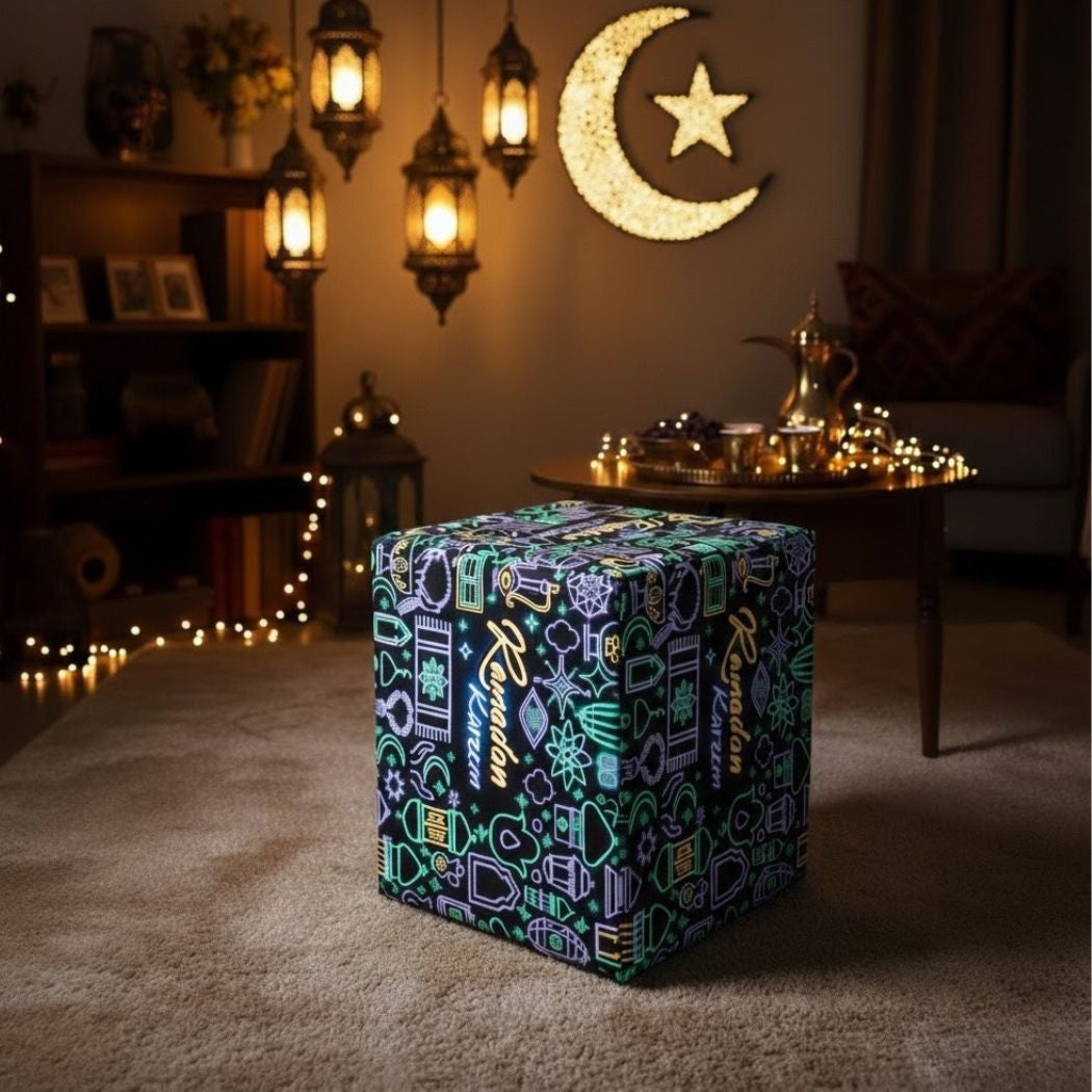 Velvet Ottoman with Practical and Elegant Musk Wood Base OS-RAM-003 ...