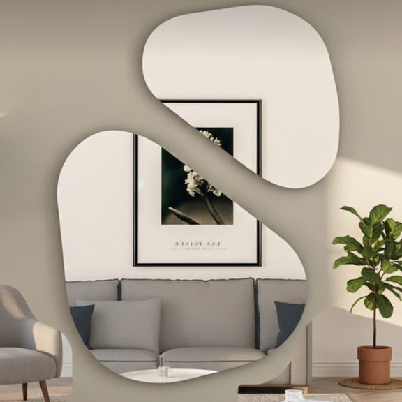 Two-piece wall mirrors assembly – premium glass without touch – size 8 ...