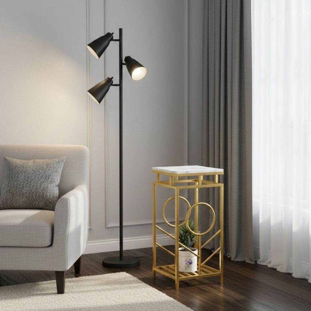 Side Coffee Table with Marble Top and Iron Frame for Modern Decor REL ...