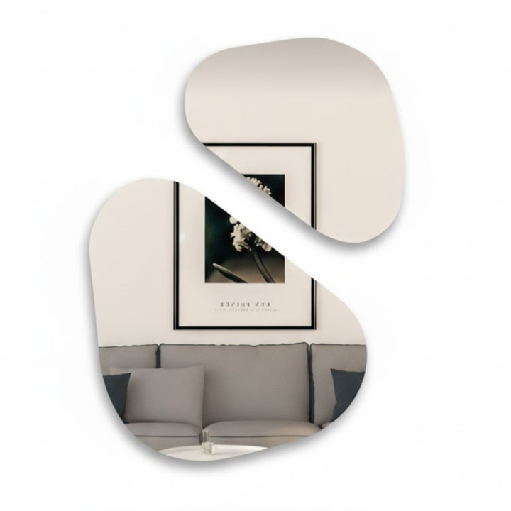 Two-piece wall mirrors assembly – premium glass without touch – size 8 ...