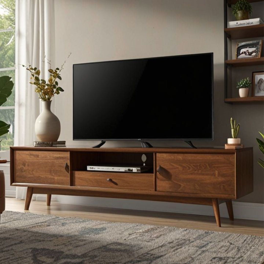 Wooden TV unit with natural oak veneer counter – model CHW-150 from Os – اوسكار للأثاث